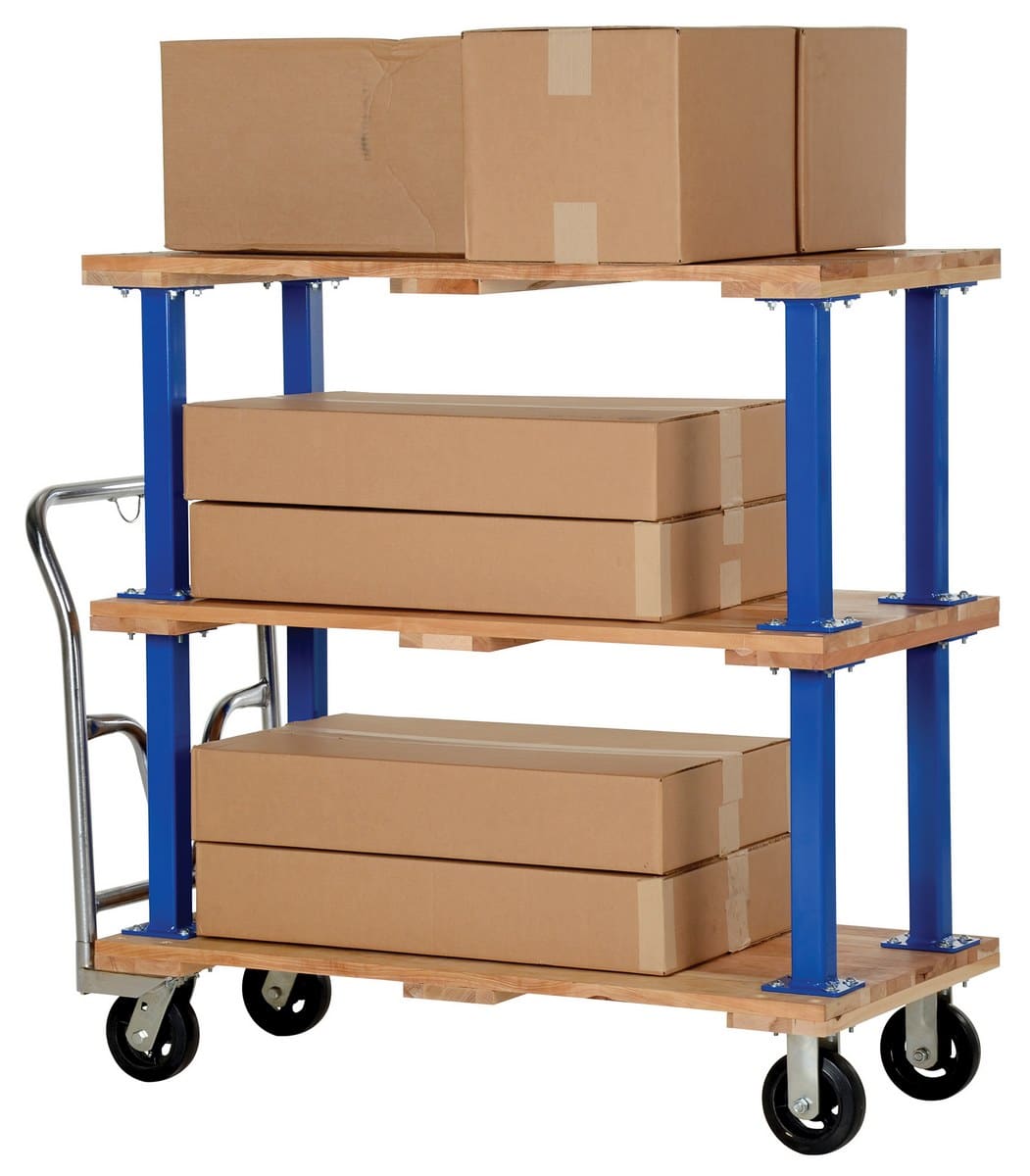Vestil VHPT-TD-2448 Hardwood Triple Deck Platform Cart