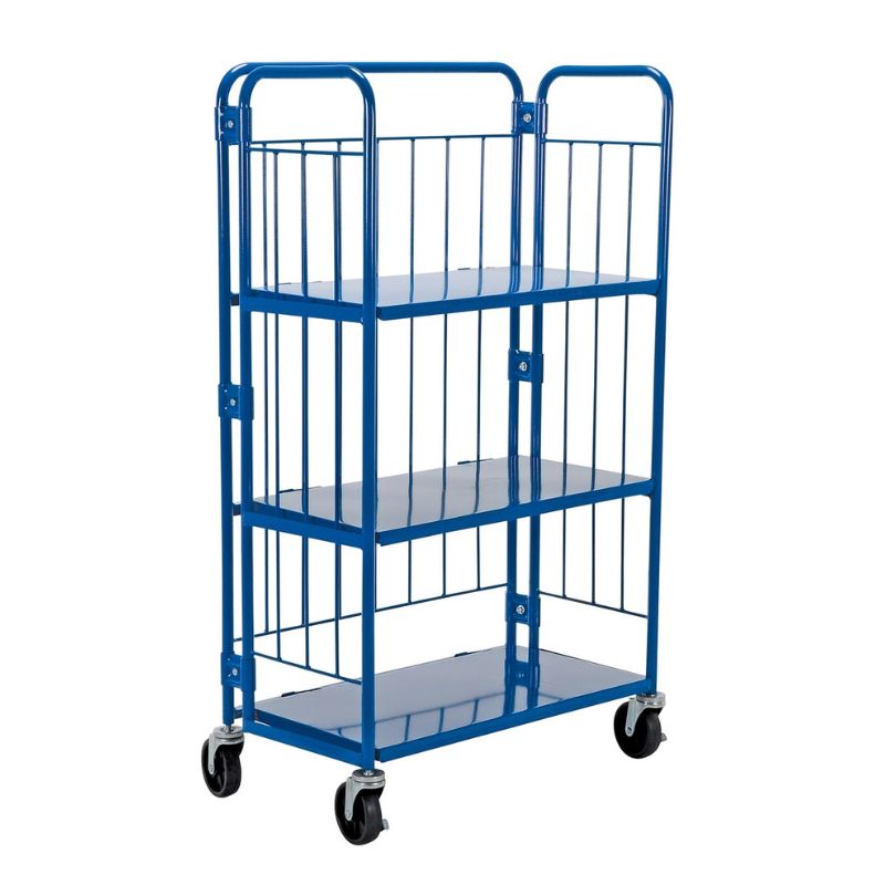 Vestil ROL-1834-3 Steel Foldable/Nestable Roller Container 3 Shelf